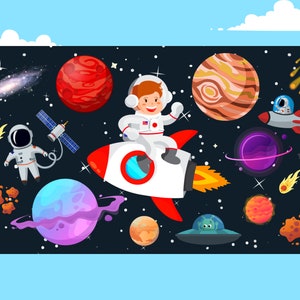 Kids Water Bottle 12 Oz Astronaut Rocketship Sublimation Birthday Gift ...