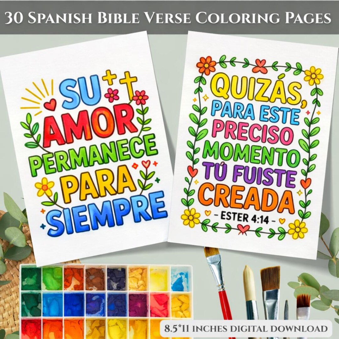 30 Spanish Bible Verse Coloring Pages Home School Printable (digital ...