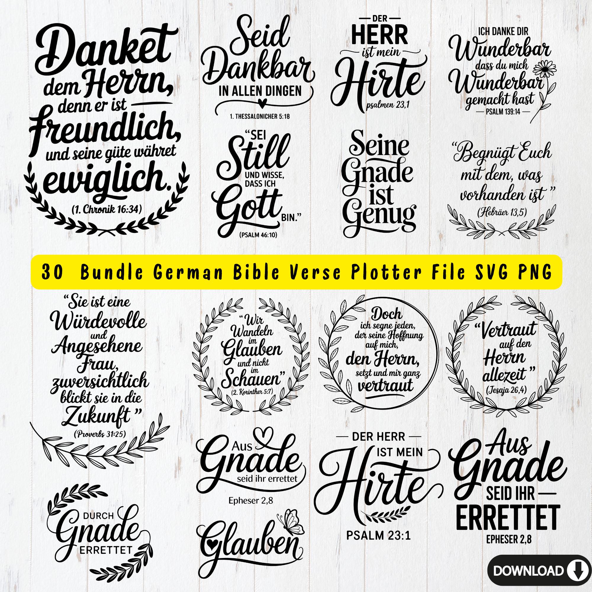 German Bible Verse SVG Bundle: Christian Faith Quotes (digital Download ...