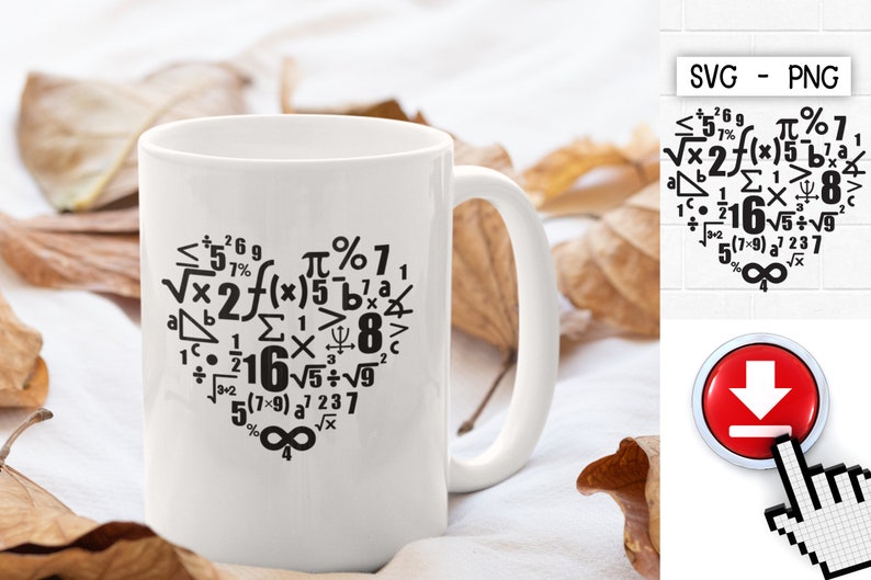 Math Heart SVG Pngmath Lover Svgteacher Student Math - Etsy