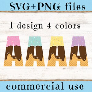 144 Files Bundle Cute Ice Cream Letters SVG PNG| Ice Cream Birthday ...
