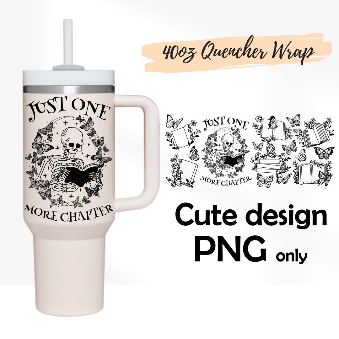 2 Designs 40oz Quencher Stanley Wrap Skull Floral Reading Skeleton ...