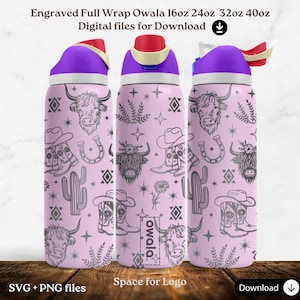 Cowgirl Owala Tumbler Engraving: Western Flower Laser Template (SVG) - Etsy