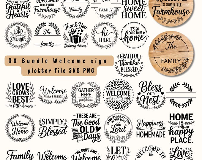 Round Sign Svg Bundle 2, Circle Sign Svg, Porch Sign Svg, Welcome Sign ...
