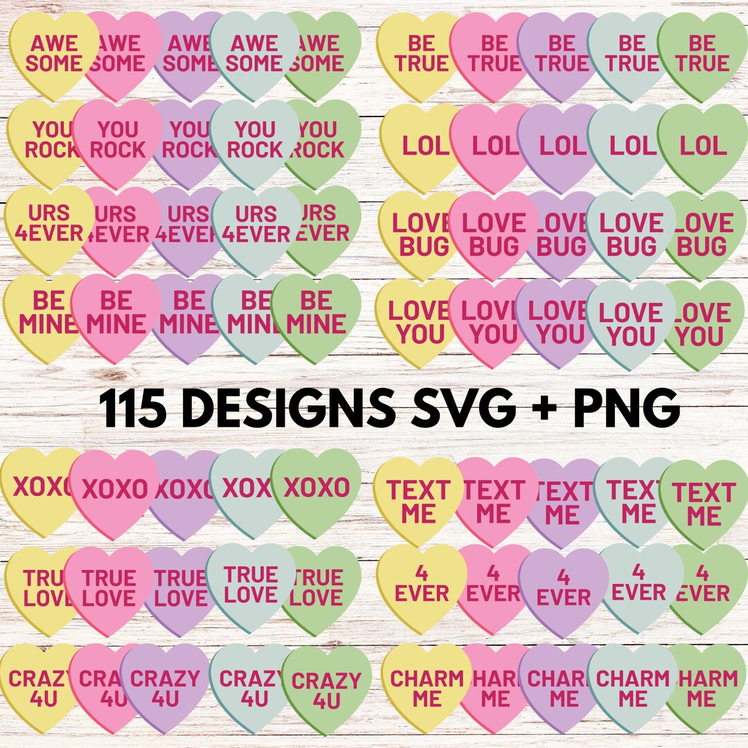 Bundle Conversation Hearts Clipart | Cute Candy Hearts | Valentine's ...