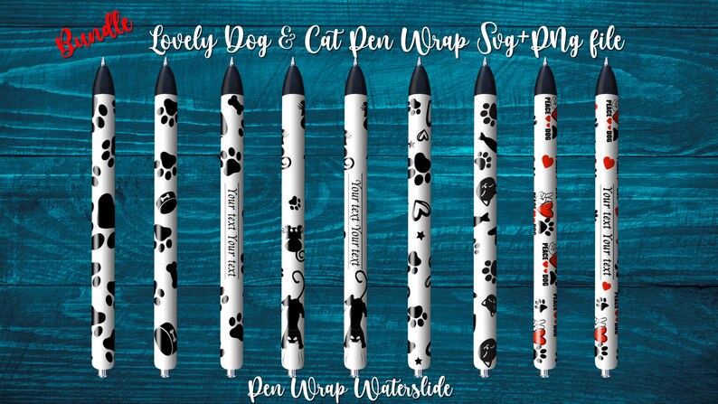Bundle Dog Paw Pen Wrap,pen Wrap Svg,cat Pen Wraps, Glitter Pen Wrap ...