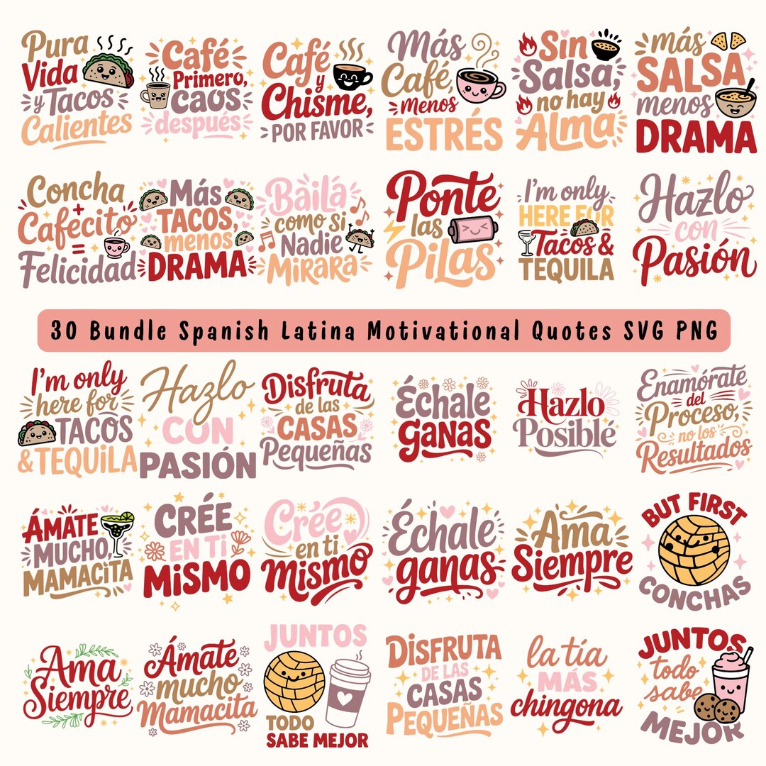 Spanish Motivational Quotes SVG Bundle: Empowered Latina Frases ...