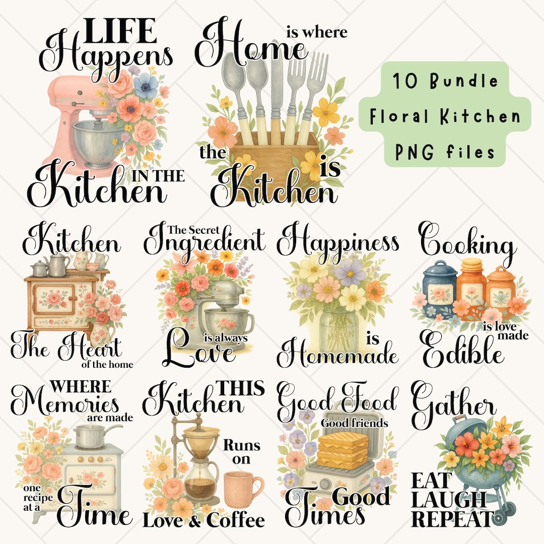 Funny Kitchen Towel Sublimation Designs: Farmhouse Cooking Quotes (PNG ...
