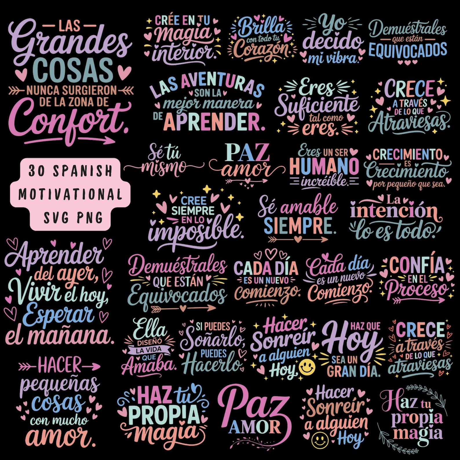 30 Spanish Motivational Quotes SVG Bundle: Inspirational Frases ...