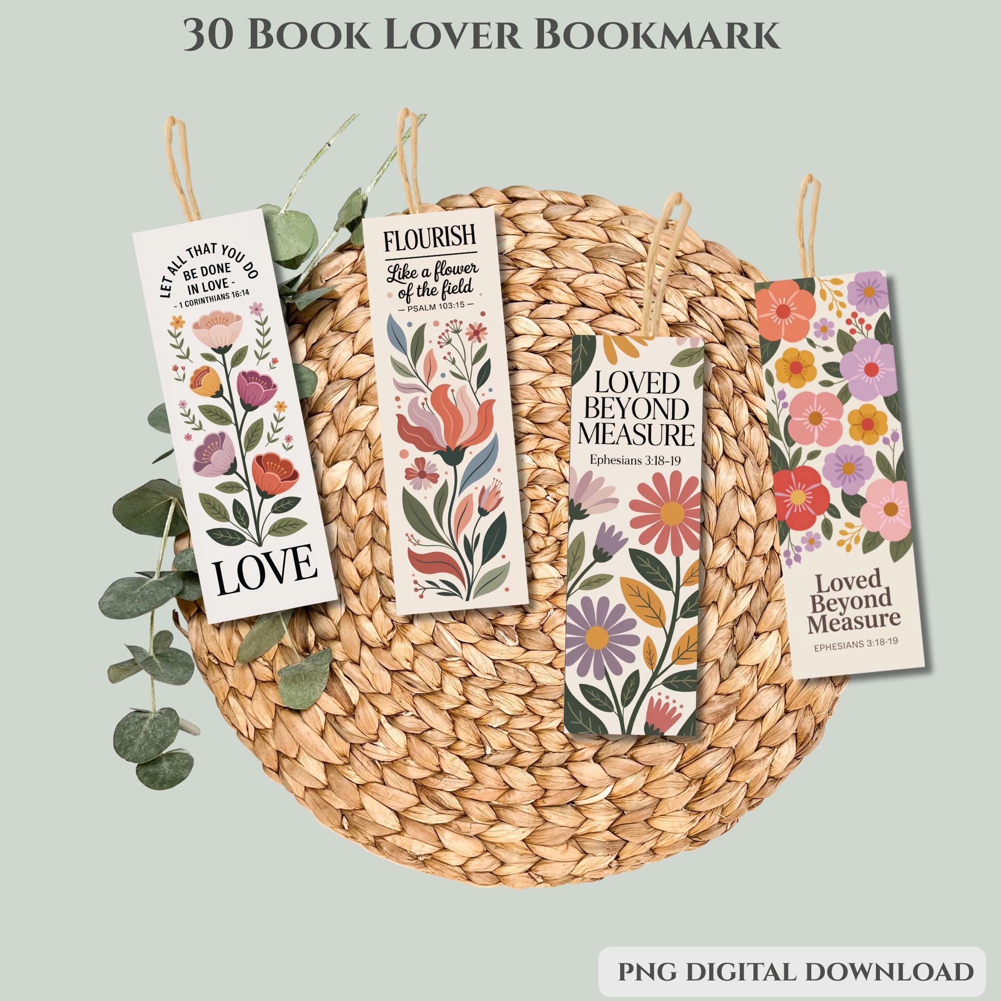 30 Vintage Boho Floral Bookmarks Bundle Bible Verse (digital Download ...
