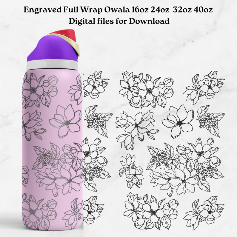 Owala Tumbler Flower Laser Engraving Template: SVG & PNG (digital ...