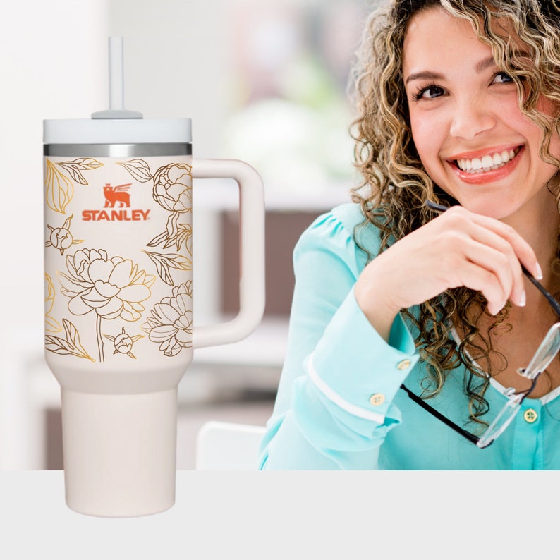 Peony Floral 40oz Tumbler Wrap SVG: Wildflower Cut File (digital ...