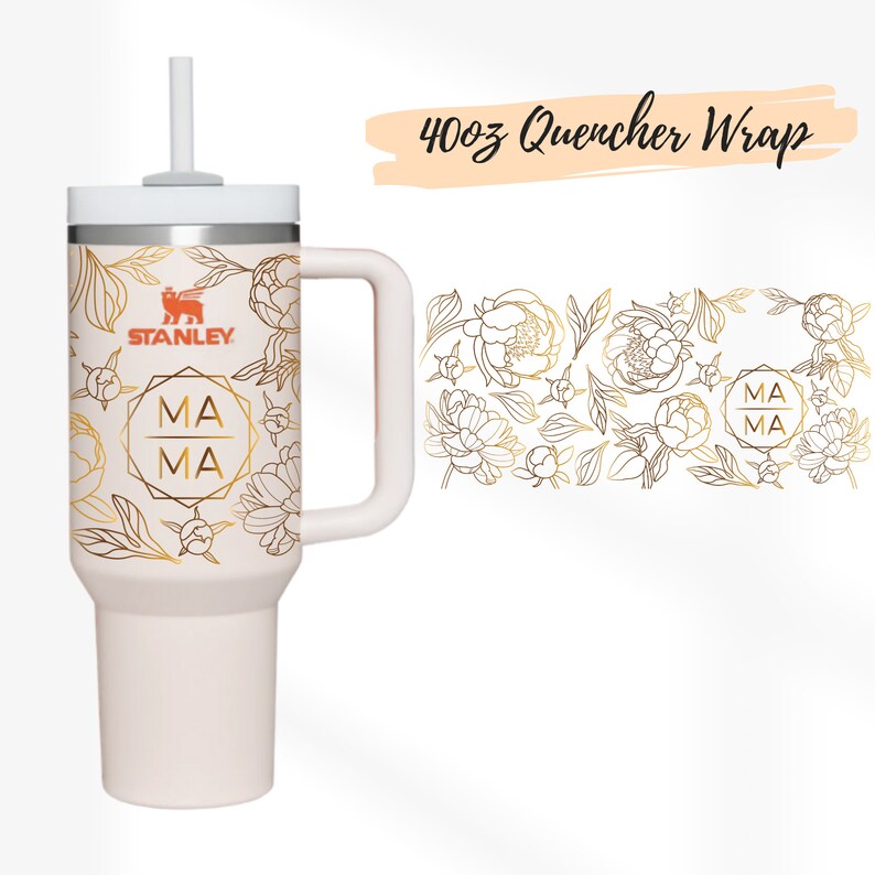 Peony Floral 40oz Tumbler Wrap SVG: Wildflower Cut File (digital ...