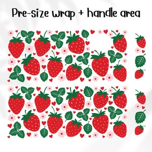 2 Designs 40oz Quencher Stanley Tumbler Wrap Strawberry Hearts Seamless ...