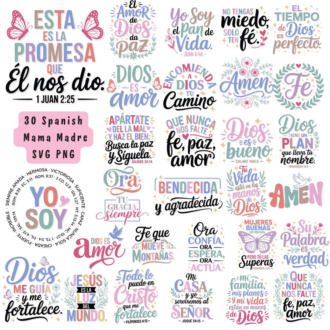 Spanish Bible Verse SVG Bundle: Religious Inspirational Quotes (digital ...