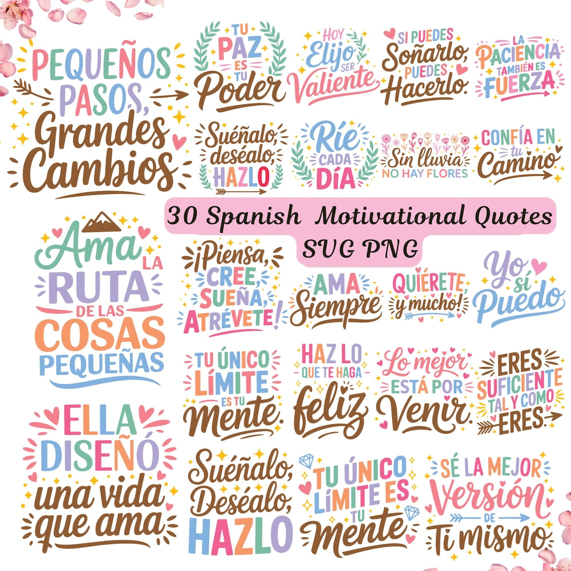 30 Spanish Motivational Quotes PNG Bundle (digital Download) - Etsy