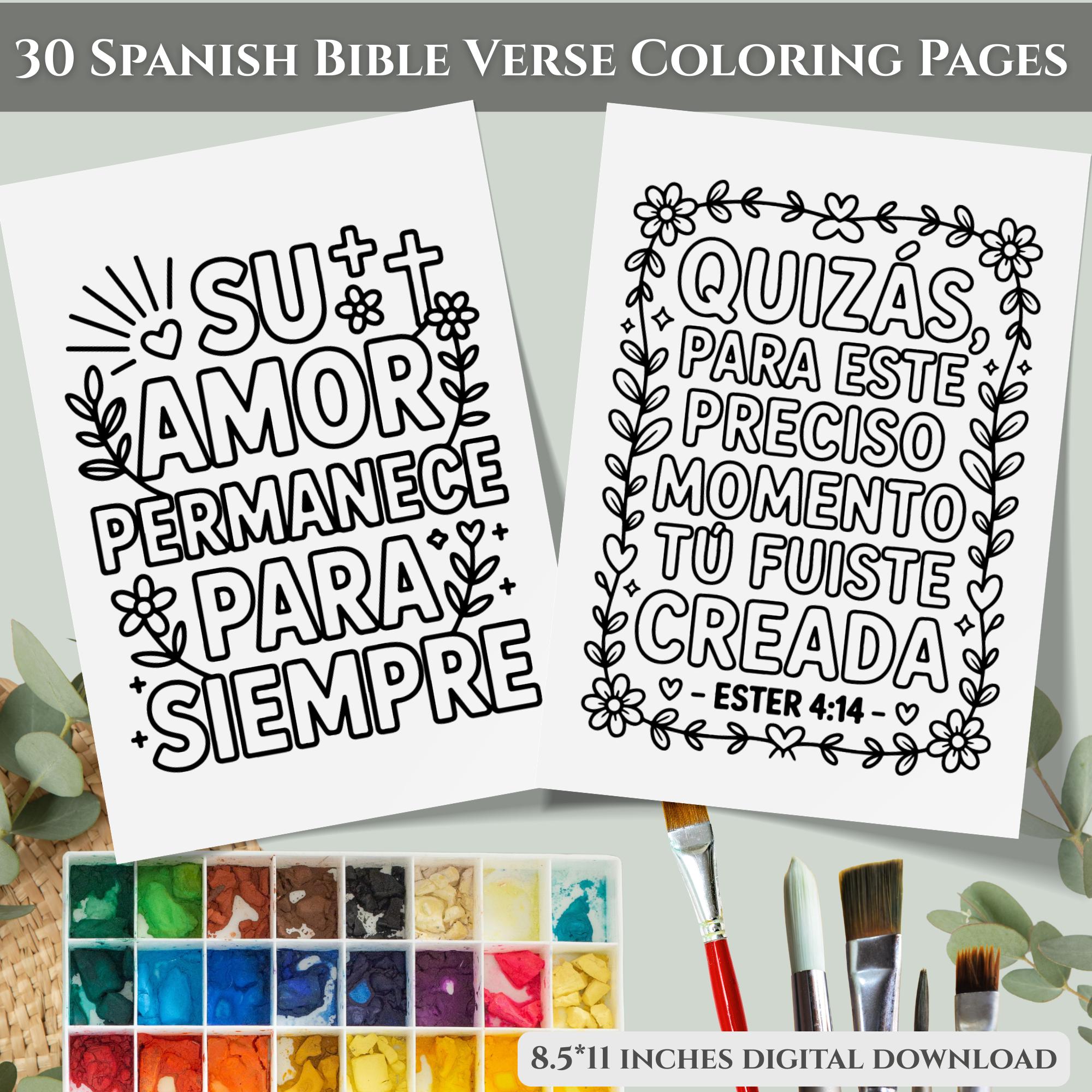 30 Spanish Bible Verse Coloring Pages Home School Printable (digital ...