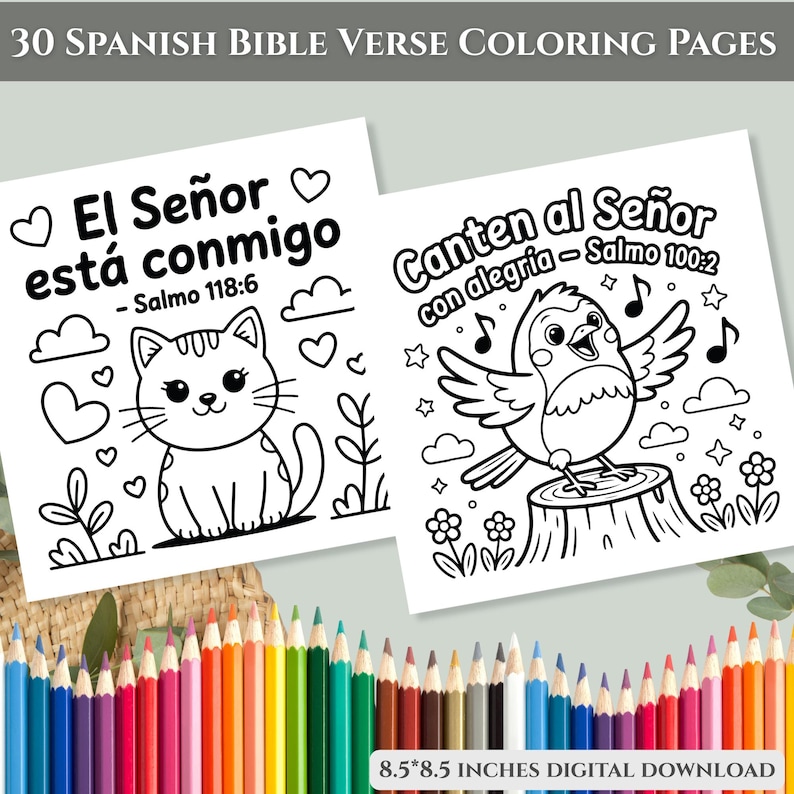 30 Spanish Bible Verse Coloring Pages Home School Printable (digital ...