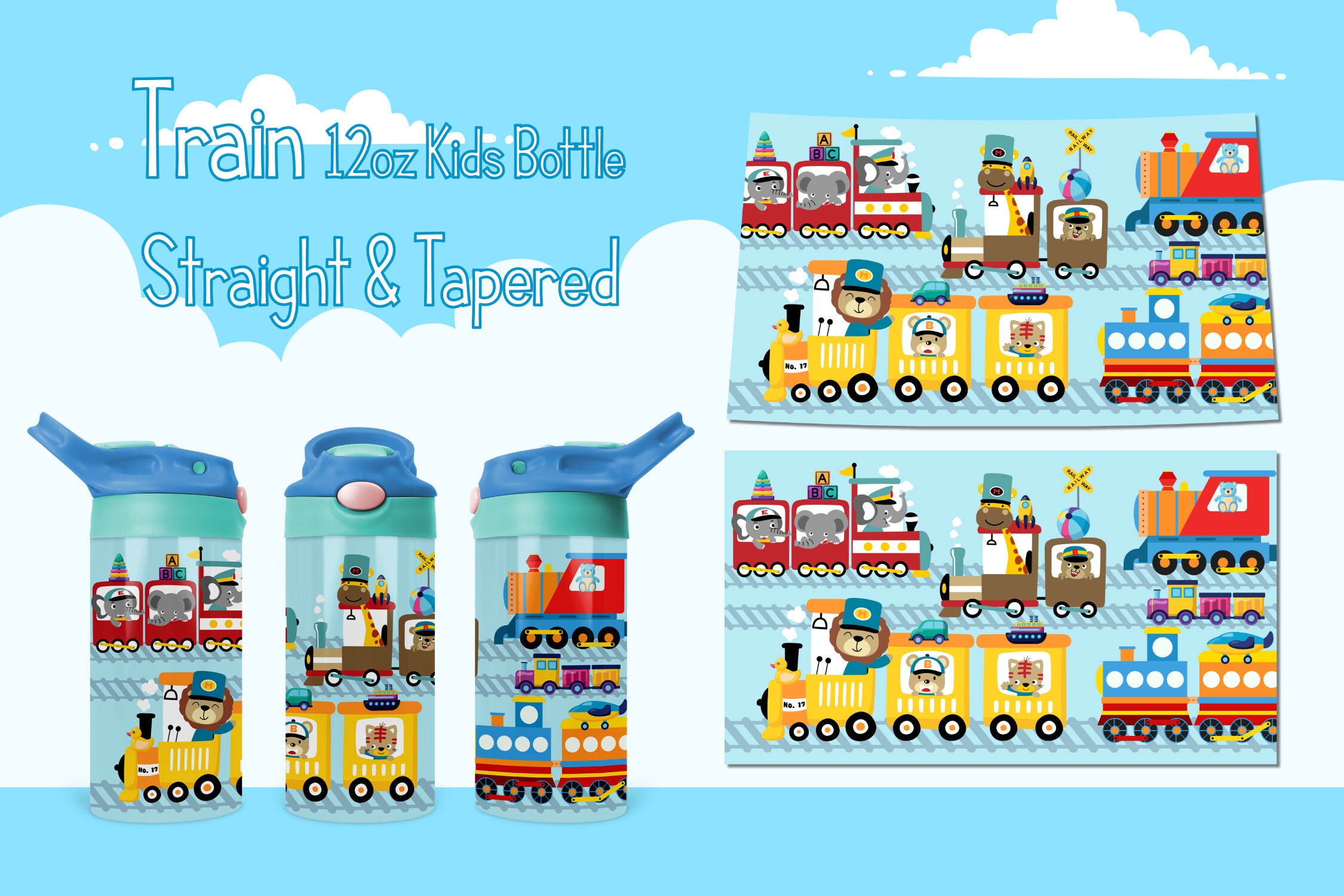 Kids Water Bottle 12 Oz Kid Train Sublimation Birthday Gift - Etsy