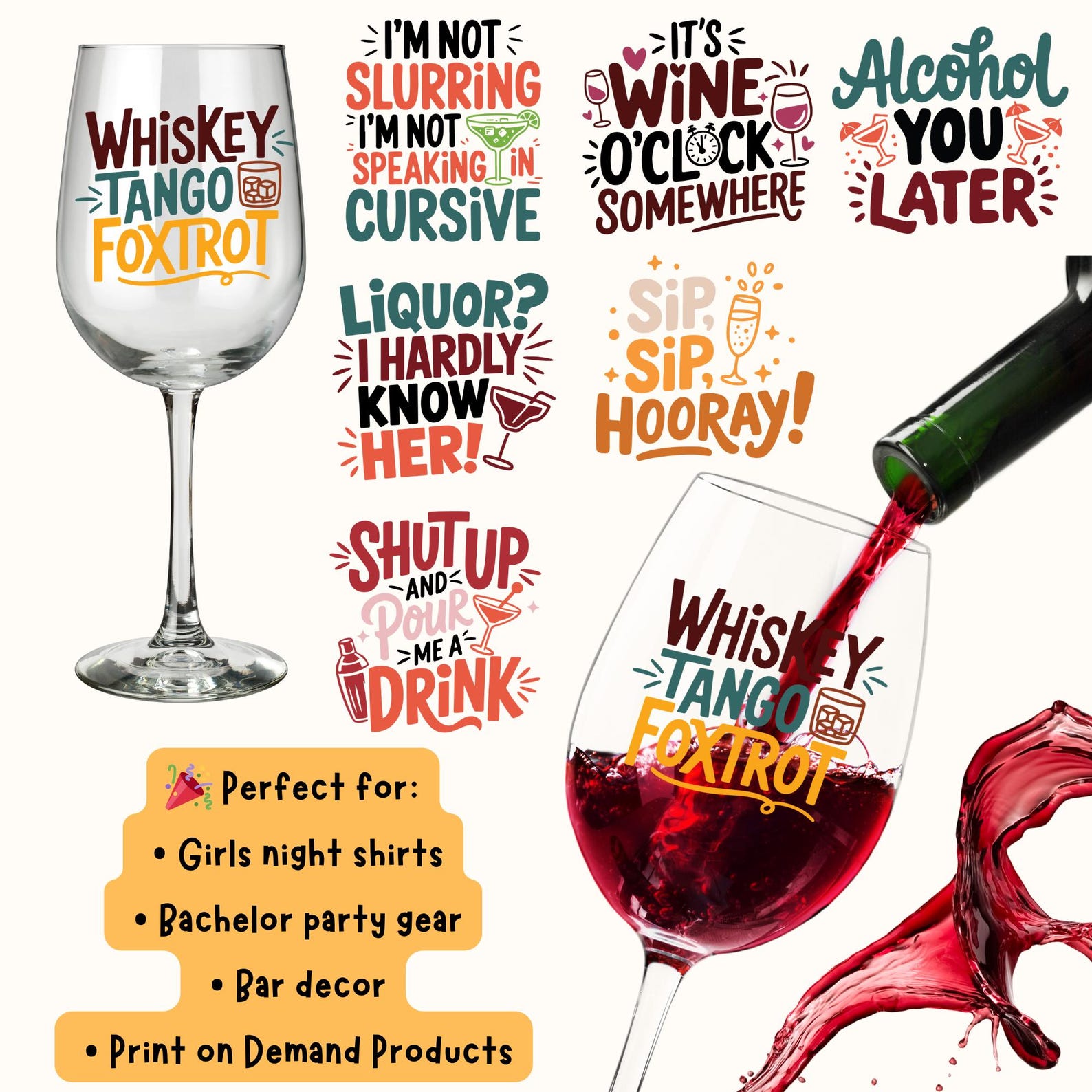 Funny Alcohol Quotes Bundle: Drinking Humor Clipart (PNG SVG Digital ...