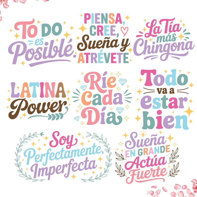 30 Spanish Latina Quotes Inspirational Phrases SVG (instant Download ...