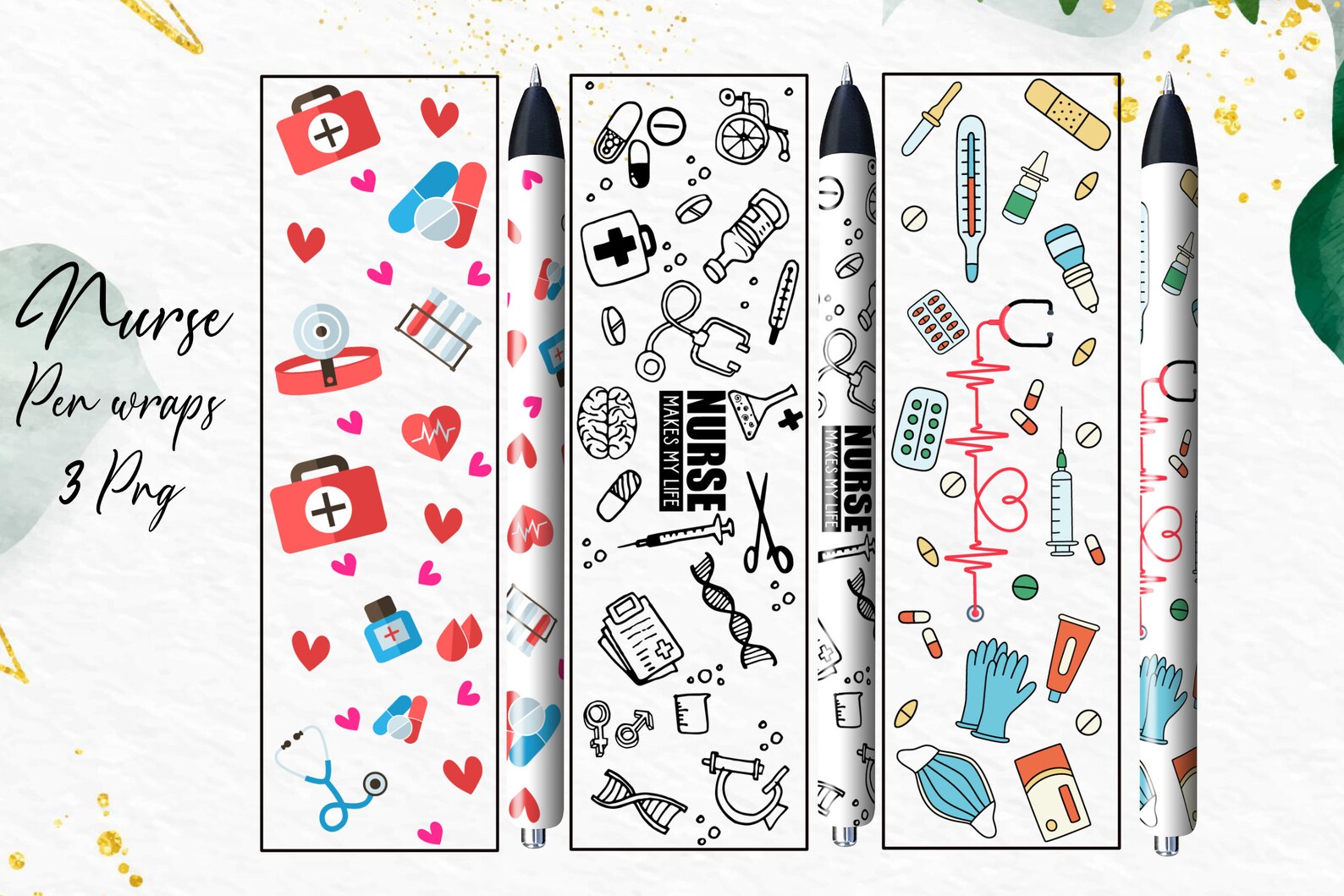 Nurse Pen Wrap Template Nurse Life Wrapstethoscope Nurse Life | Etsy