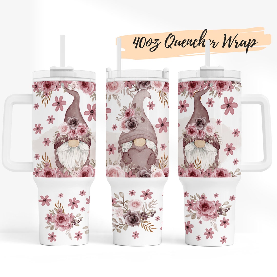 2 Designs 40oz Quencher Stanley Tumbler Wrap Boho Gnome Flower 40 Oz ...