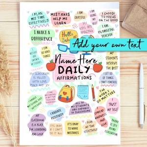 Teacher Daily Affirmations 8.5 X 11 Inches Notebook Journal Cover ...