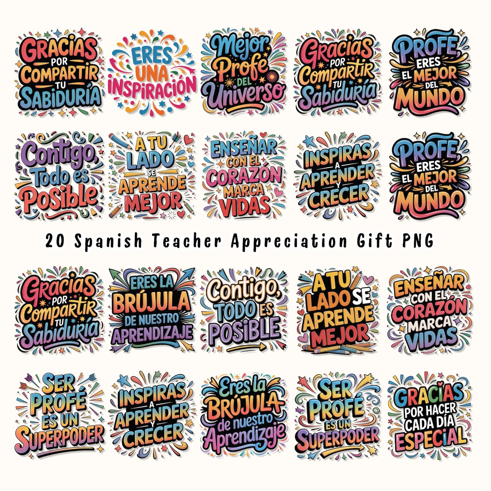 Spanish Teacher Stickers Bundle: Classroom Decor, Gift for Maestra ...