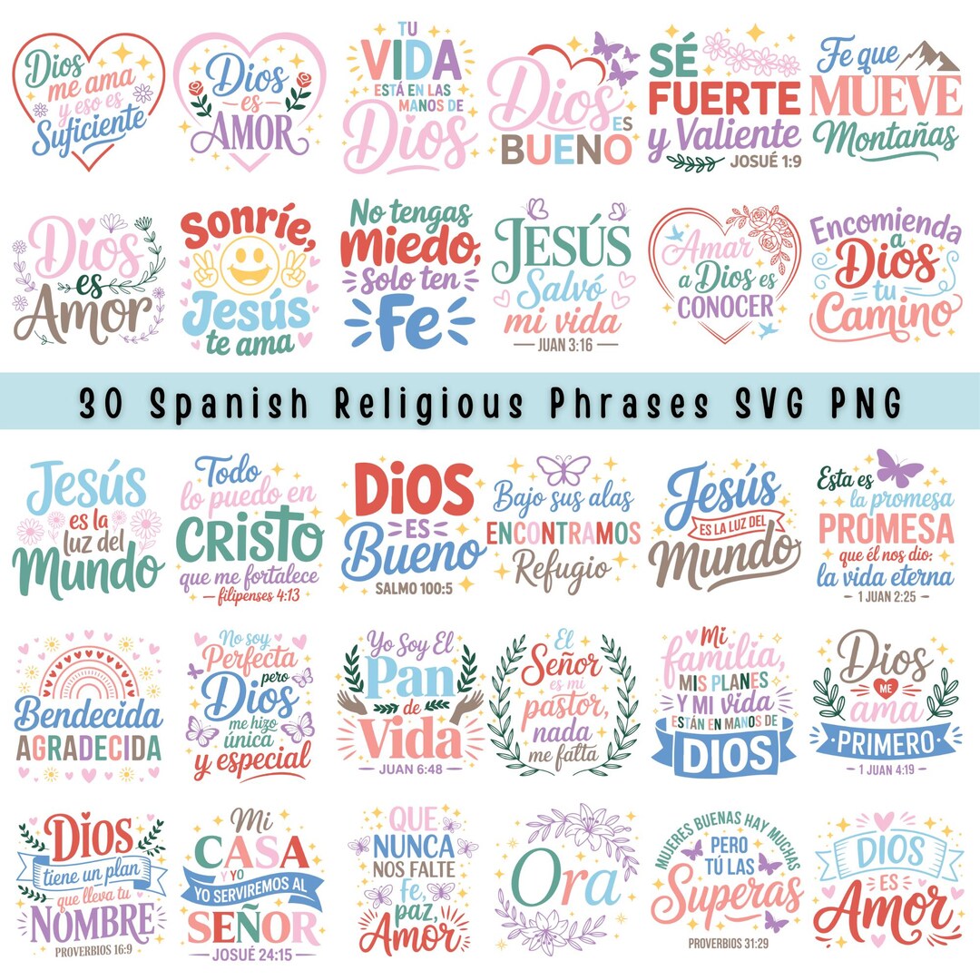 30 Spanish Bible Verse Frases Biblicas Christian Religiosa SVG PNG ...