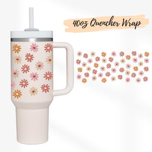 2 Designs 40oz Quencher Stanley Tumbler Wrap Daisy Flower Floral ...