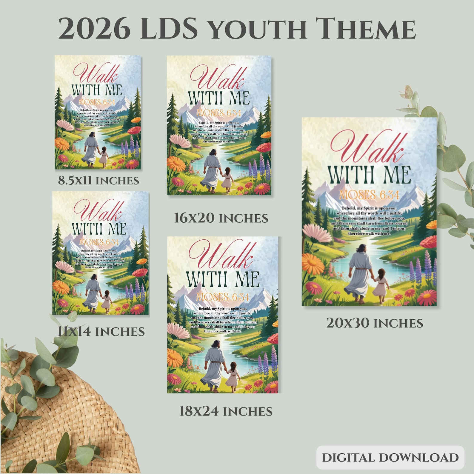 Walk With Me Printable Posters Card : 2026 Youth Theme (digital ...