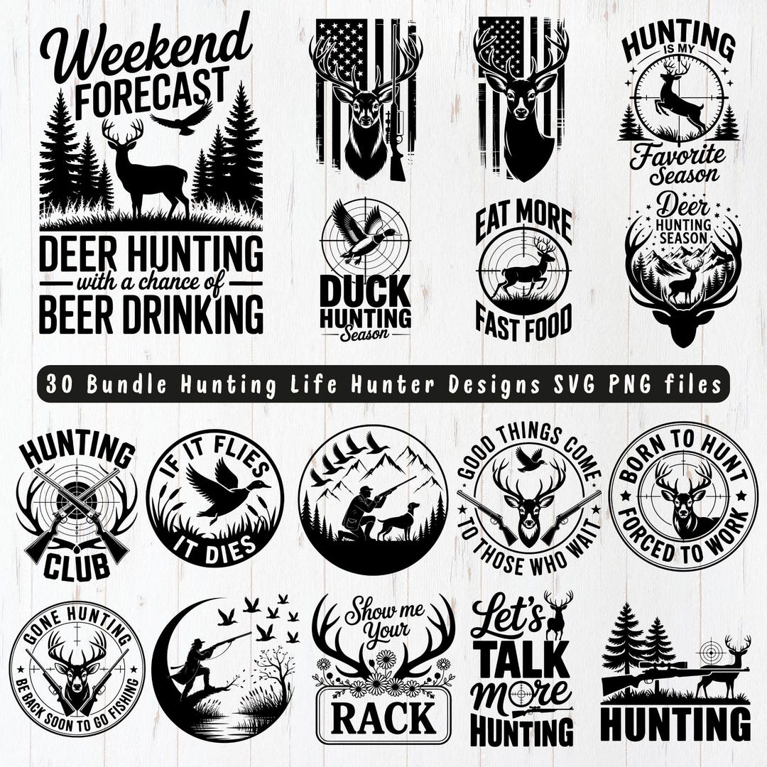 Funny Hunting Quotes SVG Bundle: Deer, Duck, Rifle Designs (digital ...