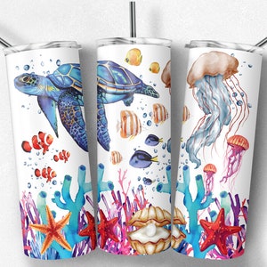 20 25 Oz Libbey Glass Can Sublimation Turtle Glass Can Wrap Ocean ...