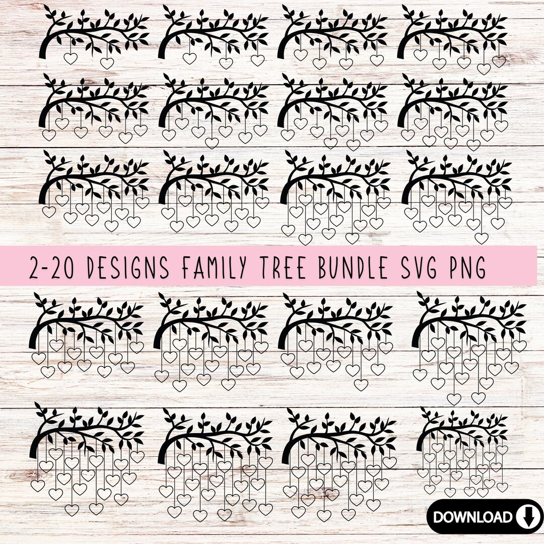 Family Tree Svg Bundle 2-20 Members - Family Tree Clipart - Tree ...