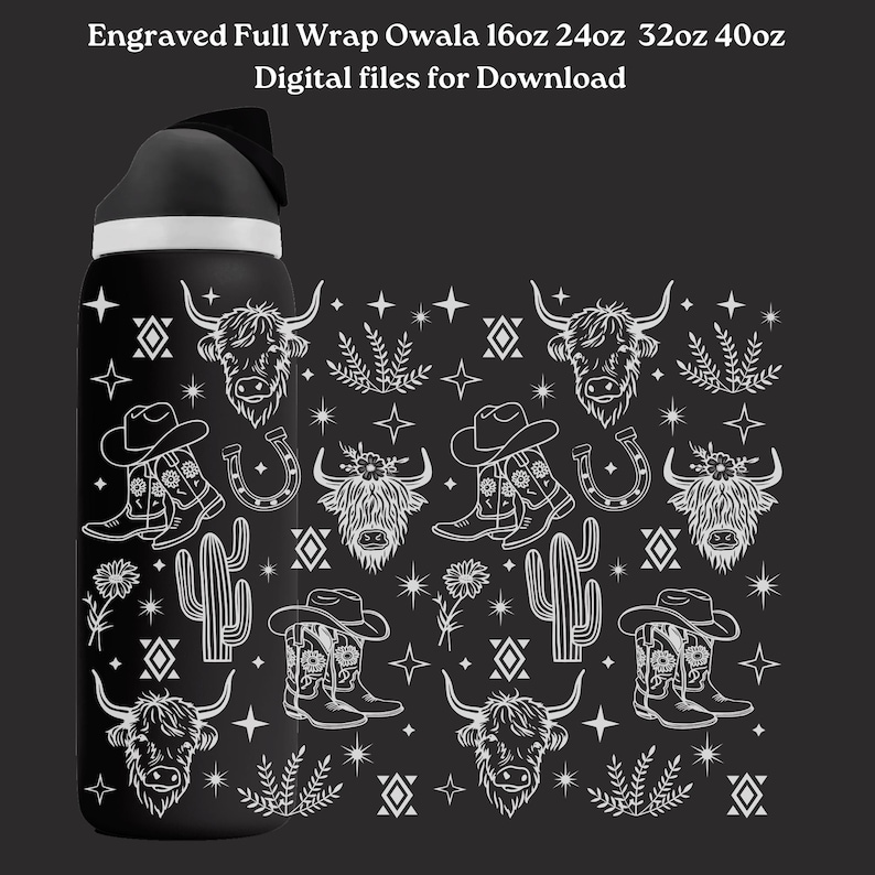 Cowgirl Owala Tumbler Engraving: Western Flower Laser Template (SVG) - Etsy