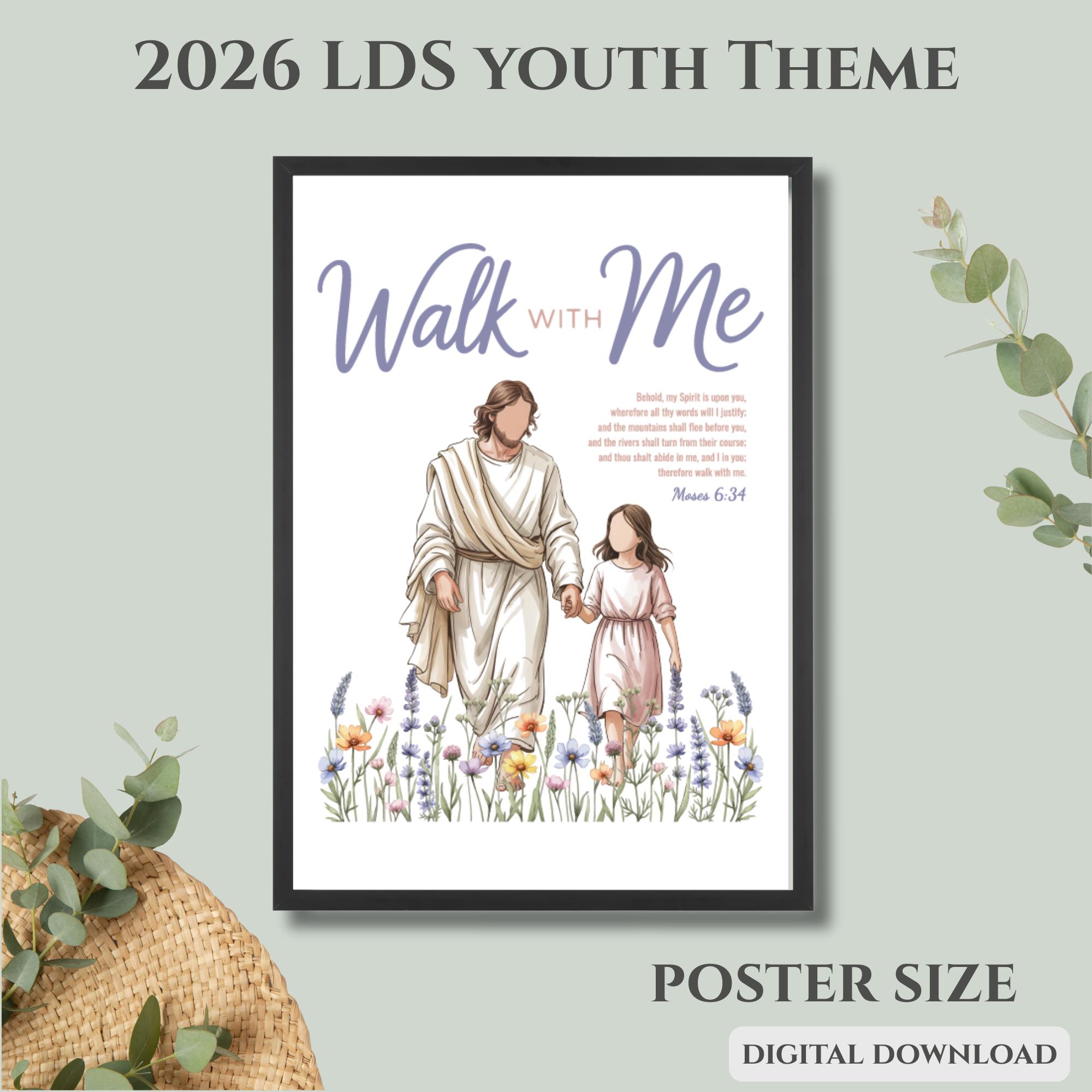 Walk With Me Printable Posters Card : 2026 Youth Theme (digital ...