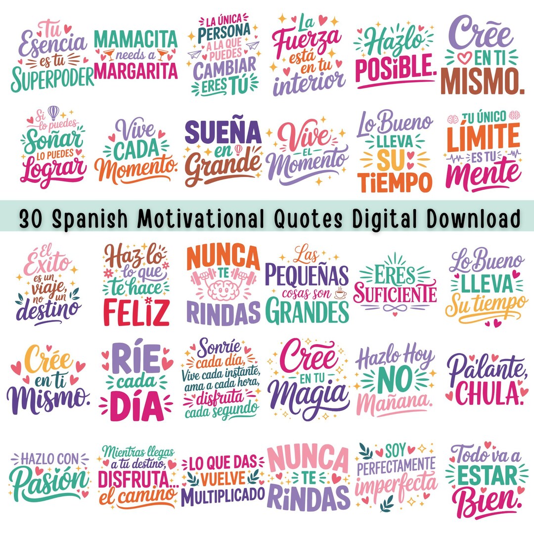 30 Spanish Bundle Motivational Latina Quotes SVG (digital Download) - Etsy