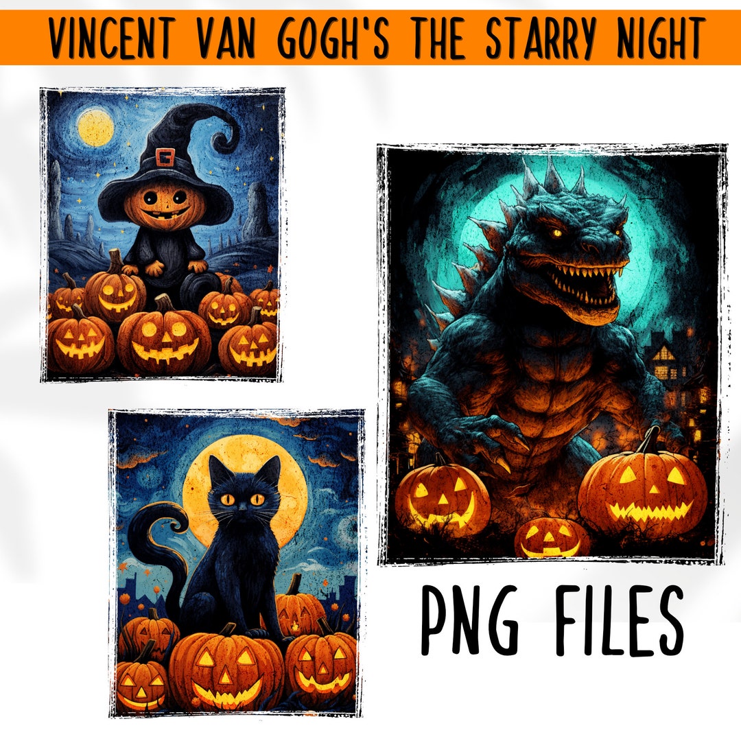 Vincent Van Gogh's the Starry Night Black Cat Pumpkin - Etsy