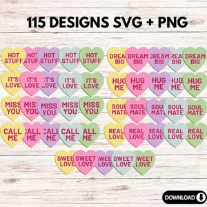 Bundle Conversation Hearts Clipart | Cute Candy Hearts | Valentine's ...