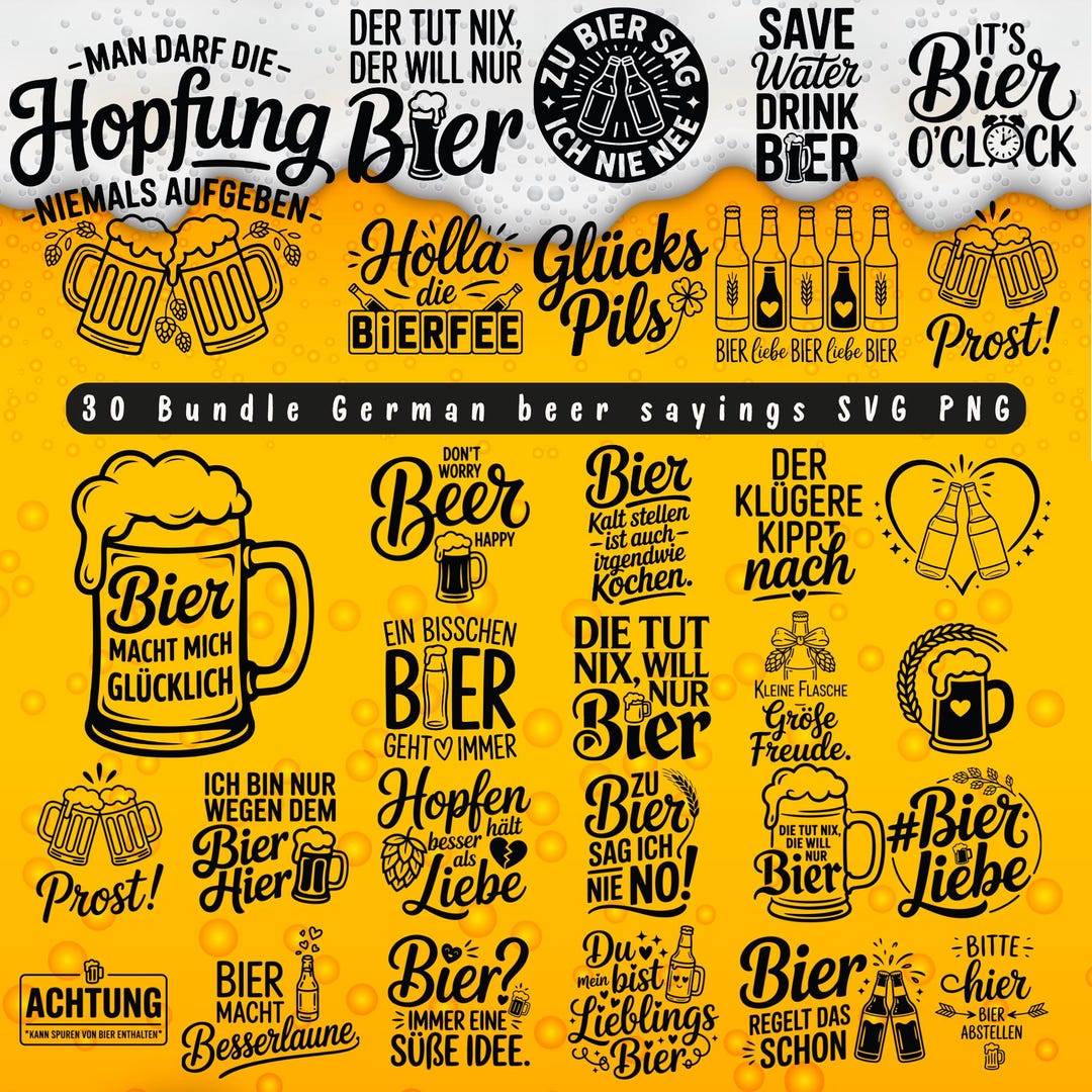 Beer Quotes SVG Bundle: Funny German Sayings, Commercial Use (digital ...