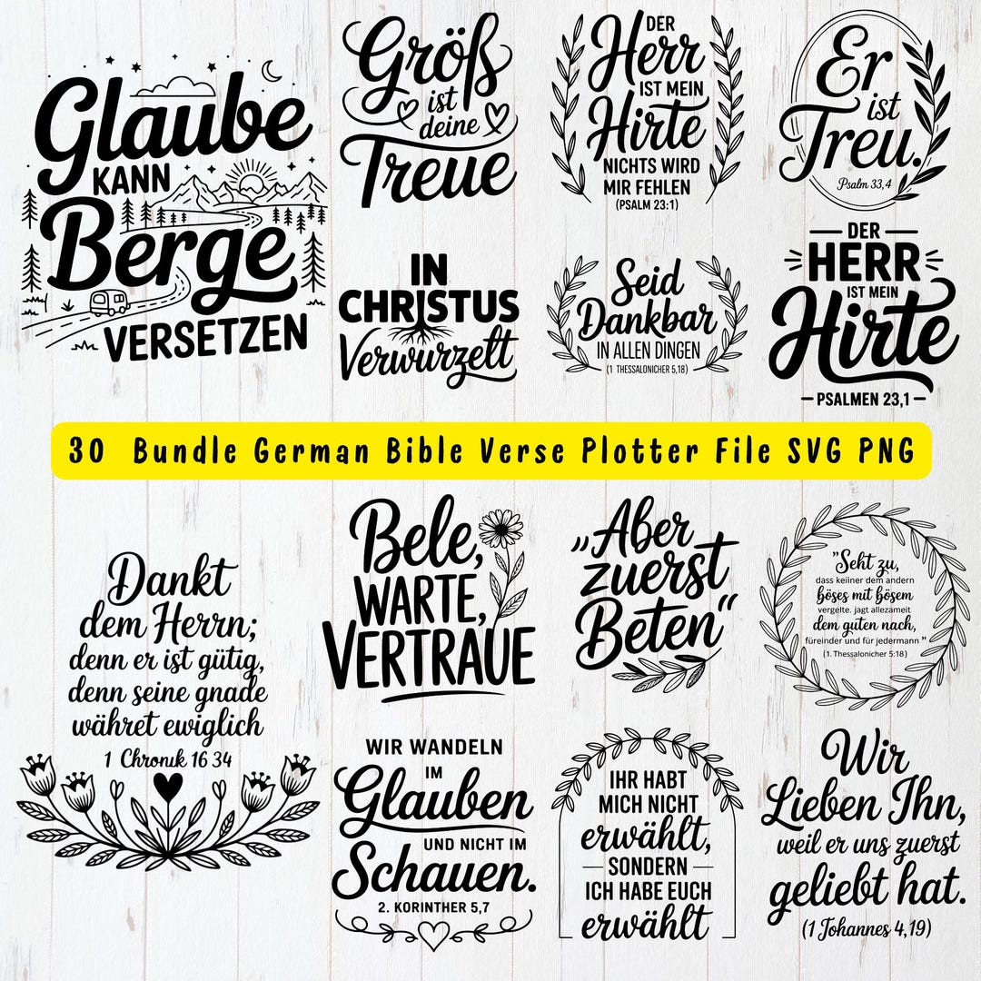 German Bible Verse SVG Bundle: Christian Faith Quotes (digital Download ...