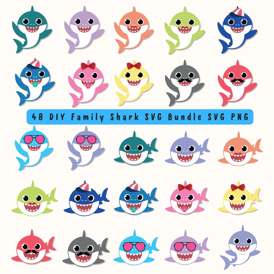 Shark Family SVG Bundle | Cute Clipart Designs (digital Download) - Etsy