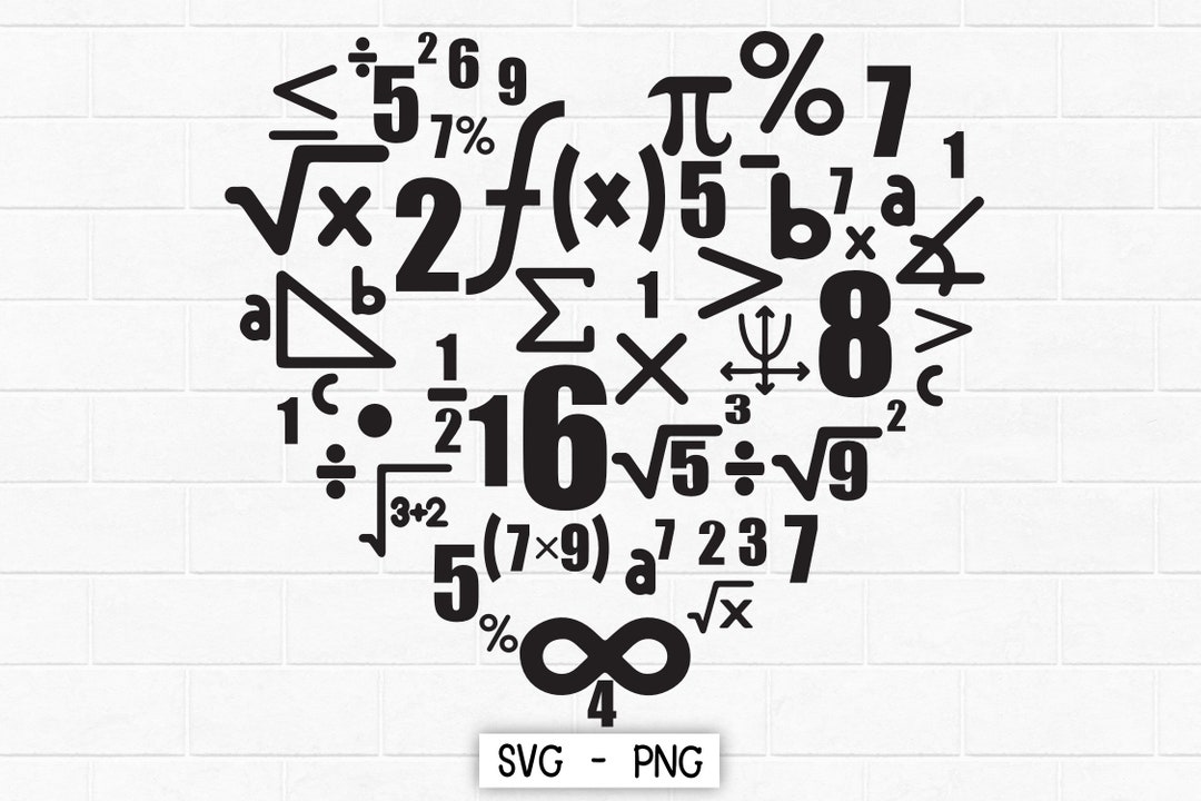 Math Heart SVG Png,math Lover Svg,teacher Student Math, Mathematics ...