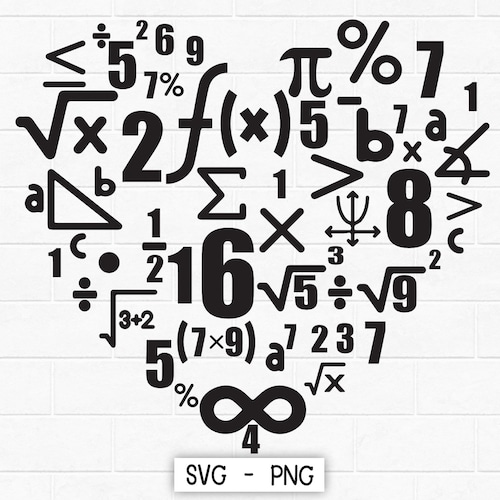 Math Heart SVG Pngmath Lover Svgteacher Student Math - Etsy