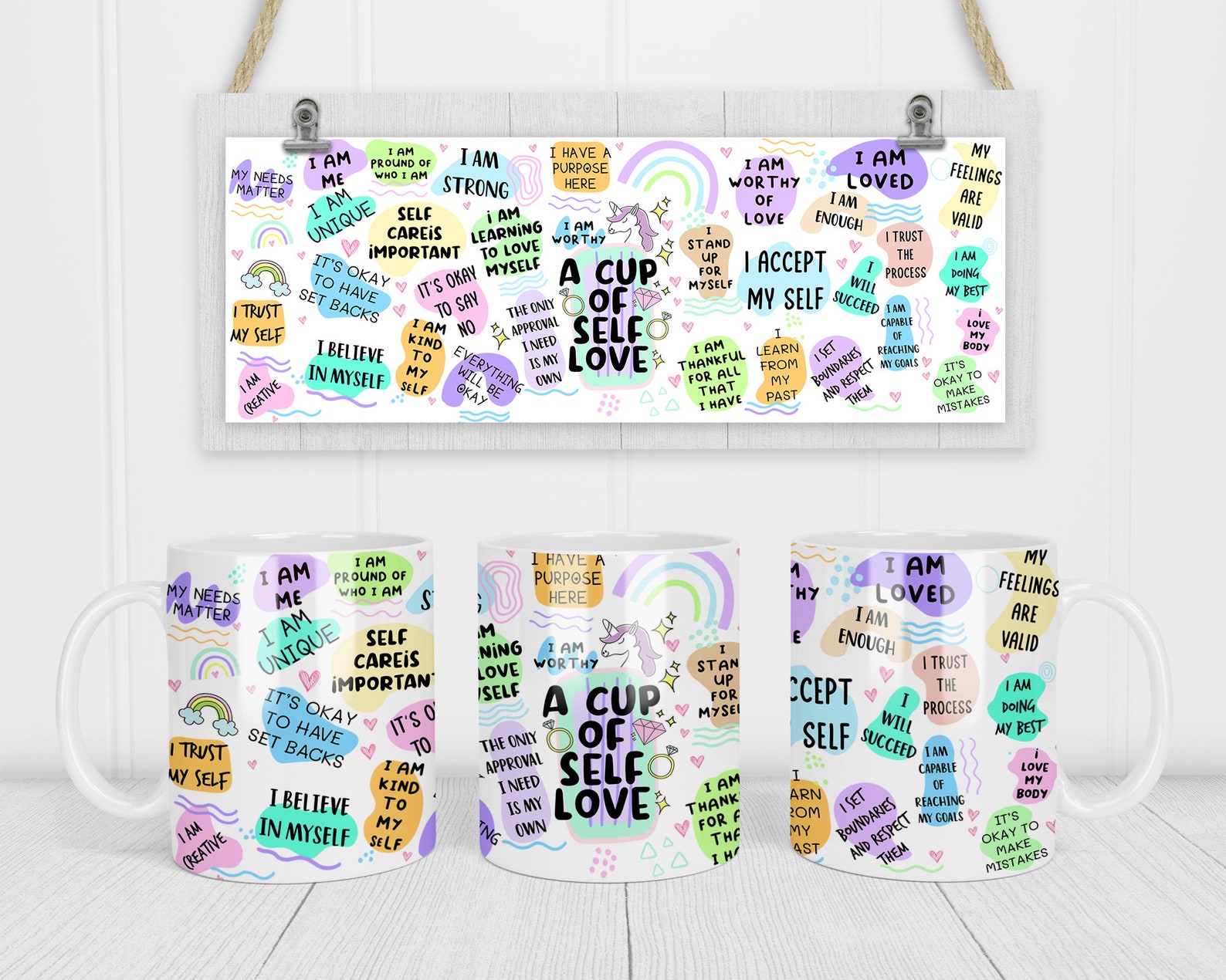 11oz Mug Sublimation Designs A Cup of Love Affirmations Coffee - Etsy