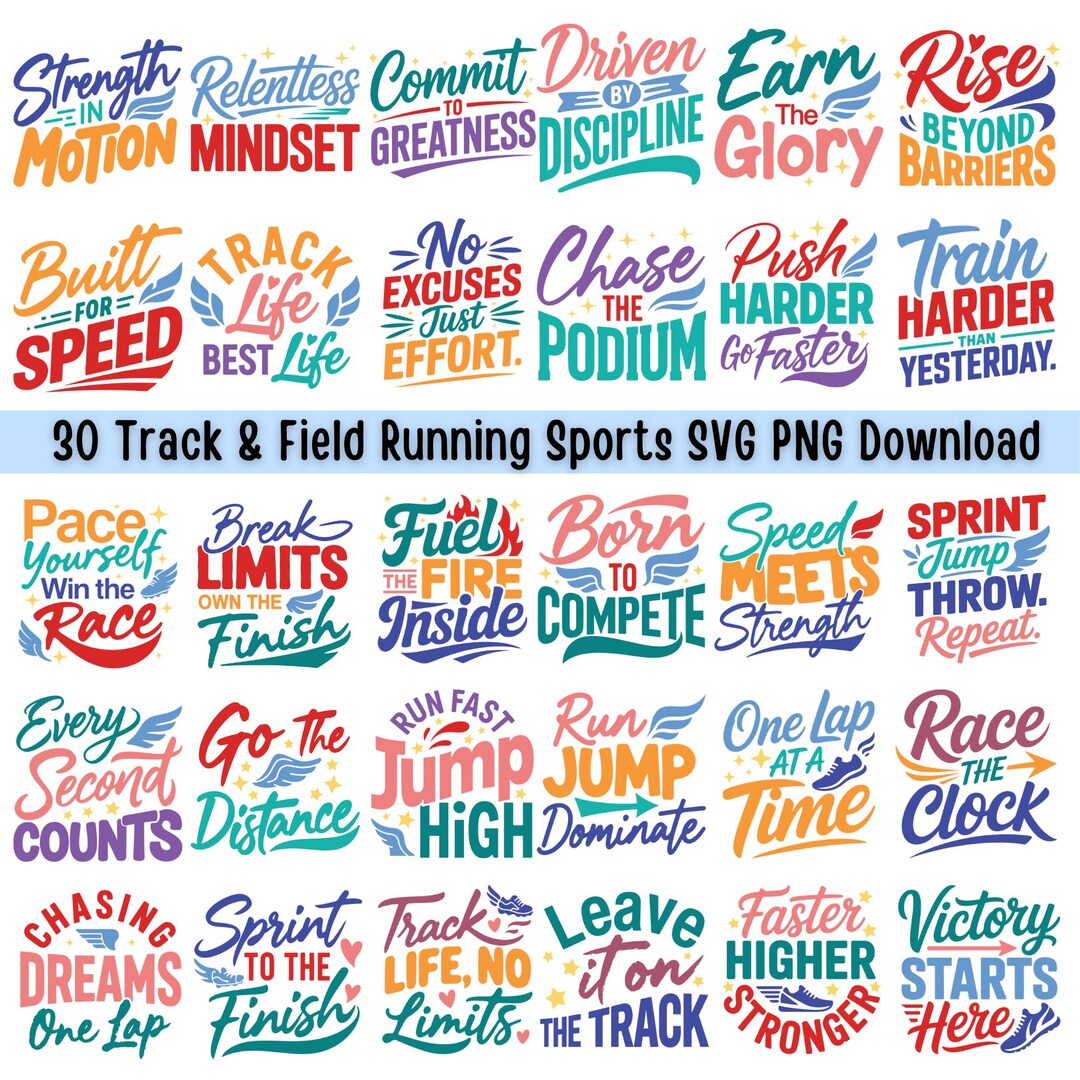 Track & Field SVG Bundle | Running Sports Athlete Silhouette Digital - Etsy