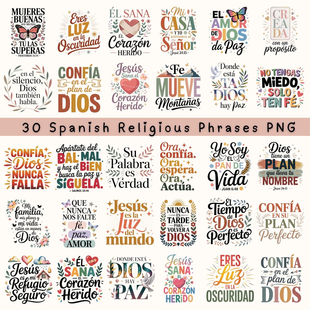 Bundle 30 Spanish Bible Verses Png | Frases Cristianas Png | Spanish ...