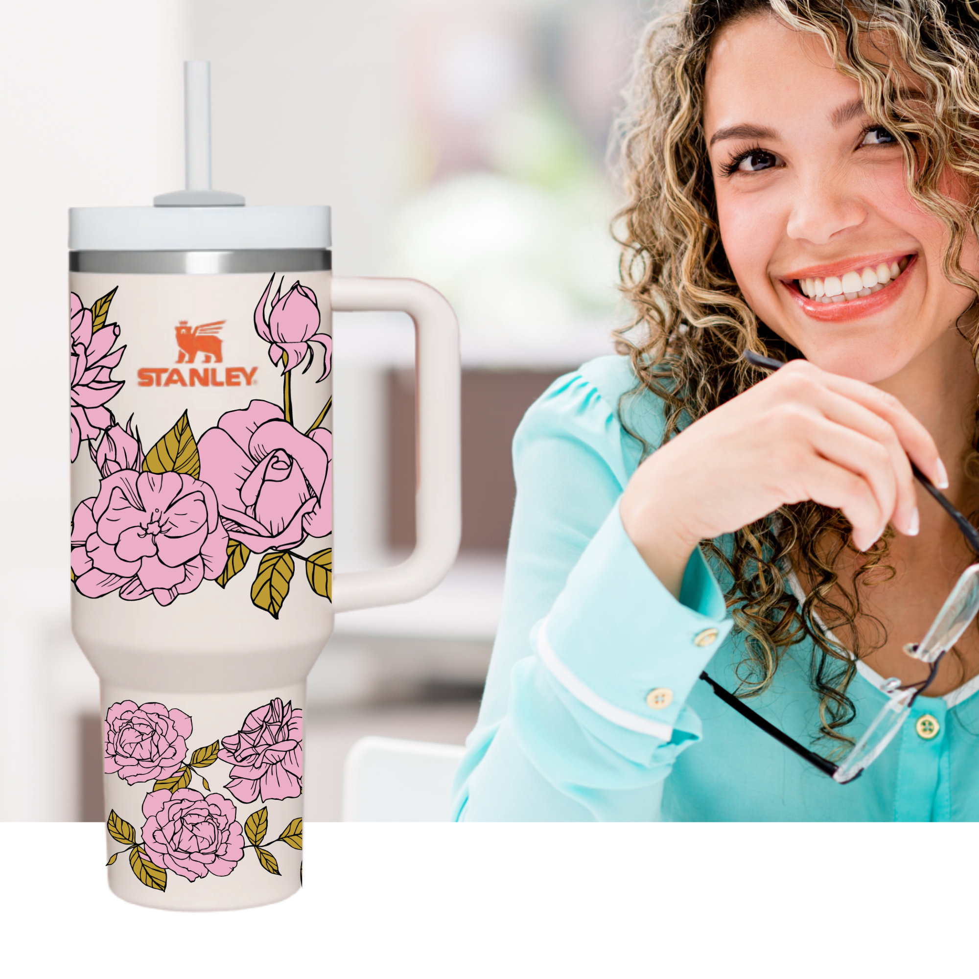 Pink Rose Floral 40oz Tumbler Wrap: Wildflower SVG Template (digital ...