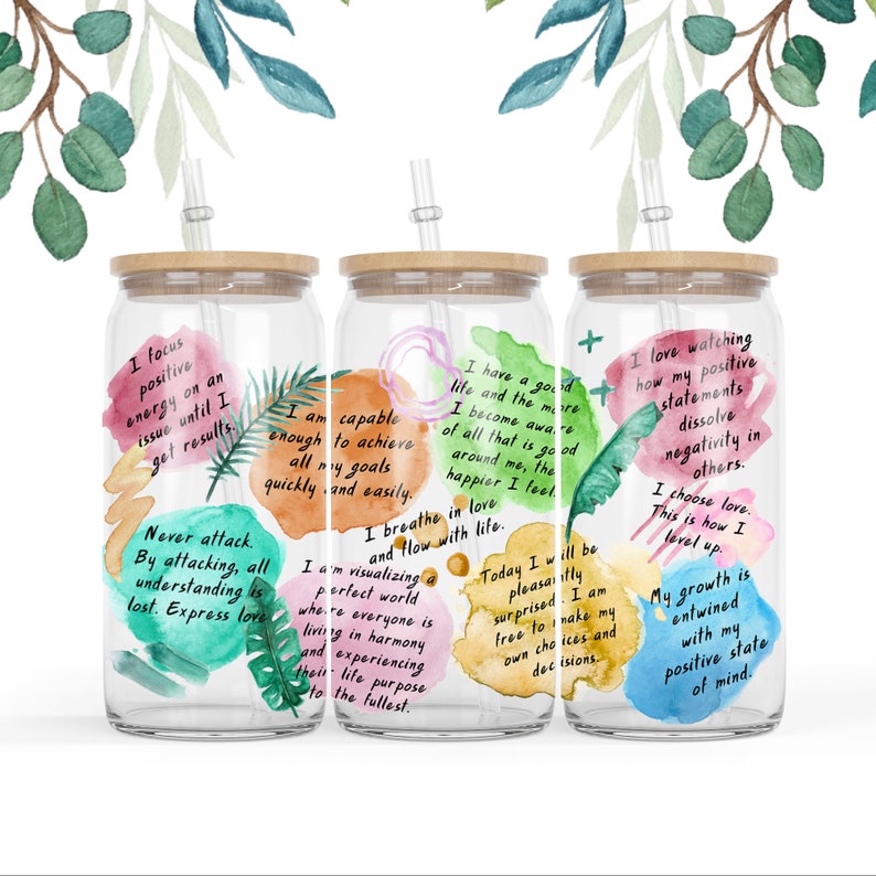 16 Oz Libbey Glass Can Tumbler Sublimation Daily Motivation Etsy